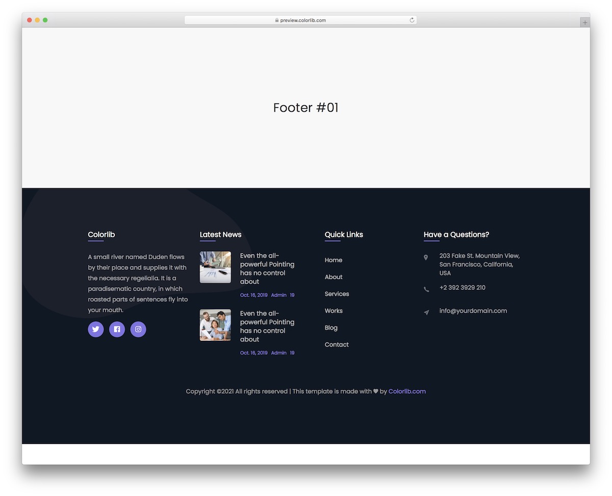 30 Best Free Bootstrap Footers Templates 2022 - Colorlib
