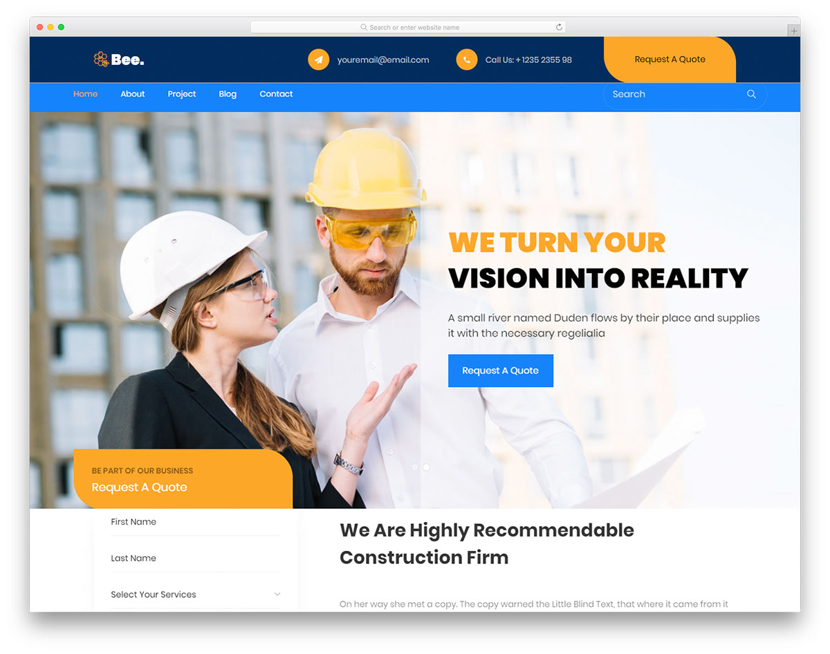 Bee - Free Responsive Construction Website Template 2025 - Colorlib