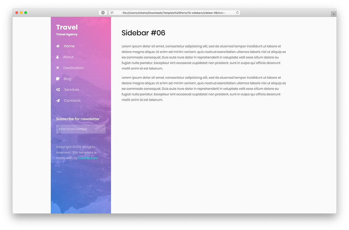 Bootstrap Sidebar V06 - Free Website Sidebar Template 2025 - Colorlib