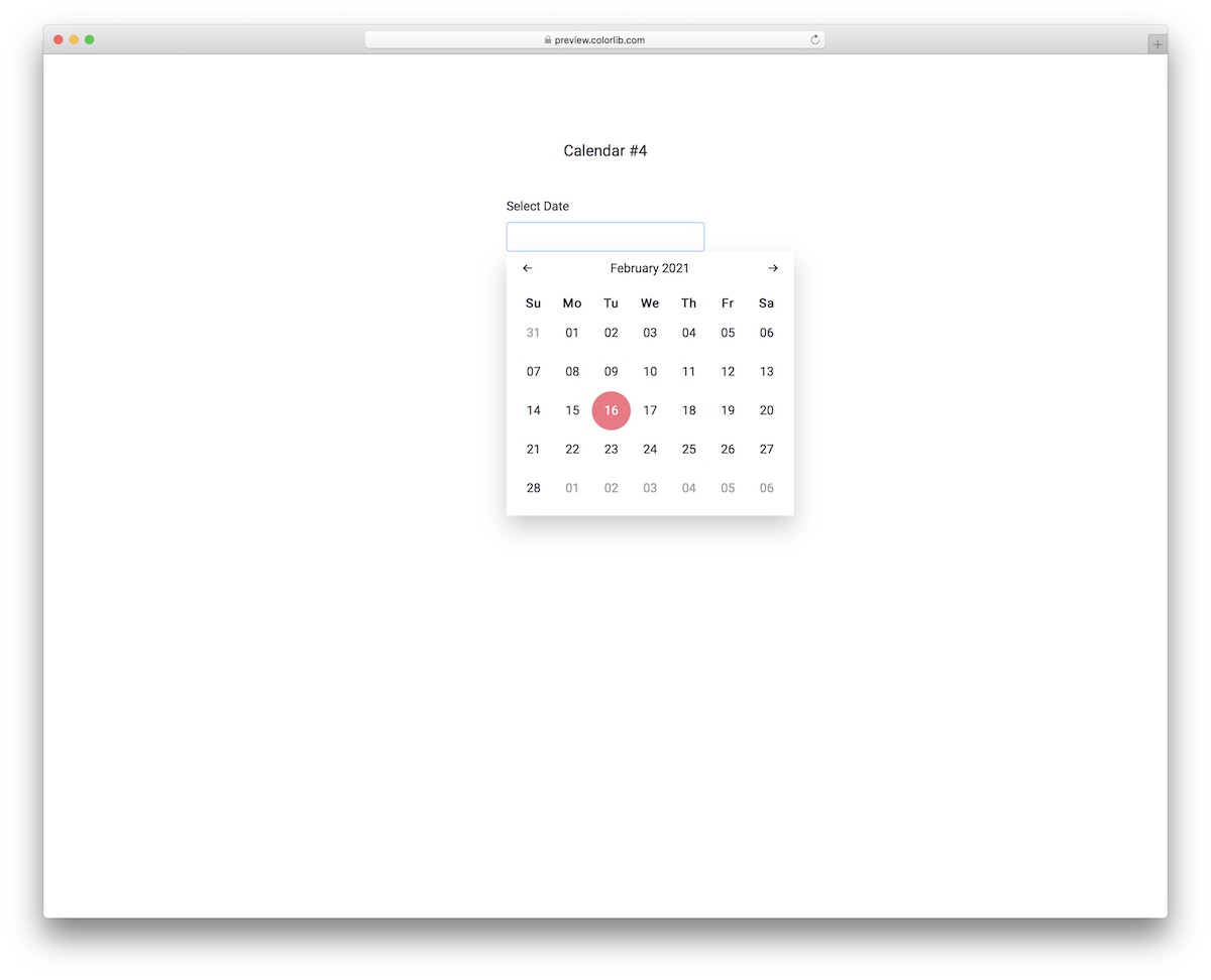 Calendar V14 - Free Desktop Datepicker Template 2024 - Colorlib