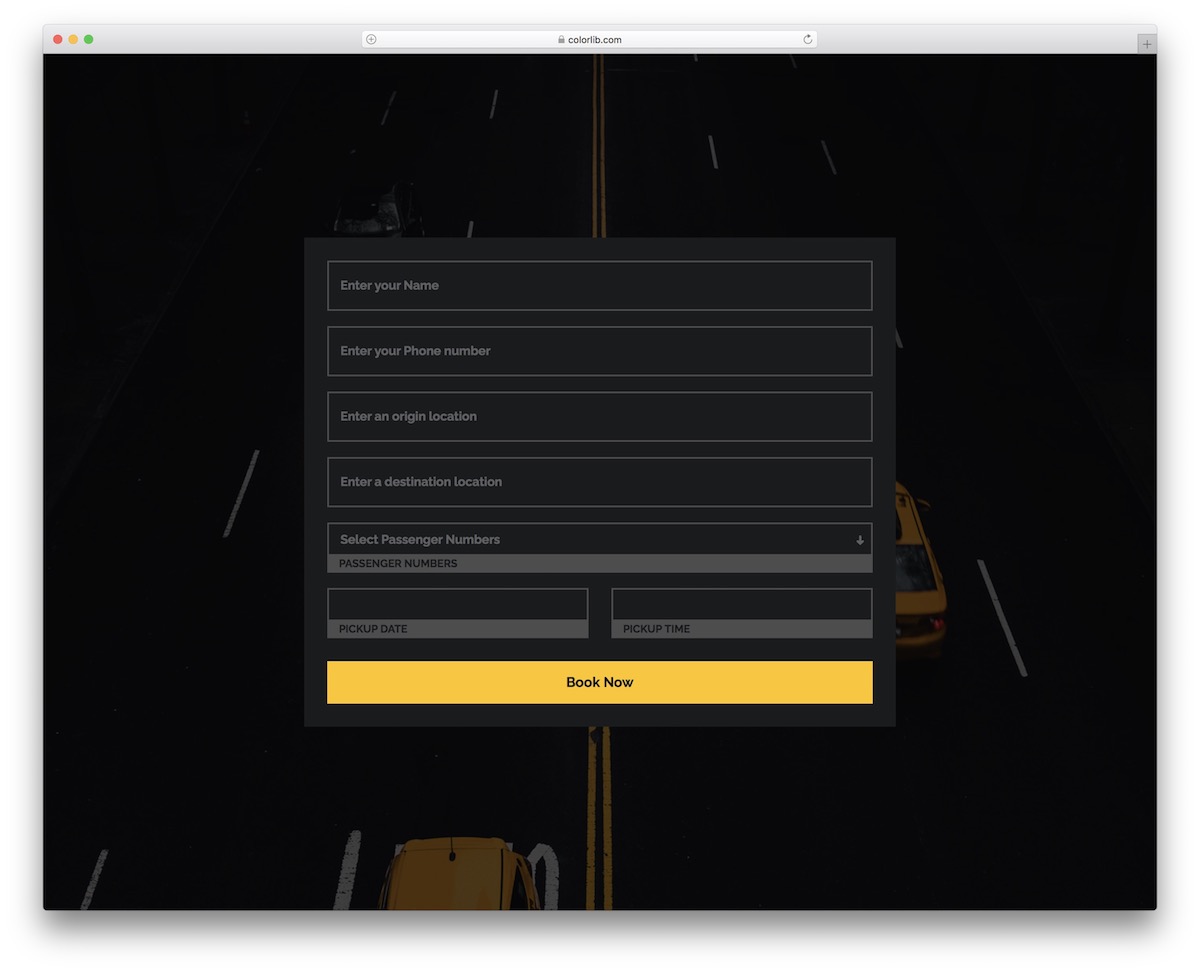 Colorlib Booking Form V14 - Free Dark Booking Form Template - Colorlib