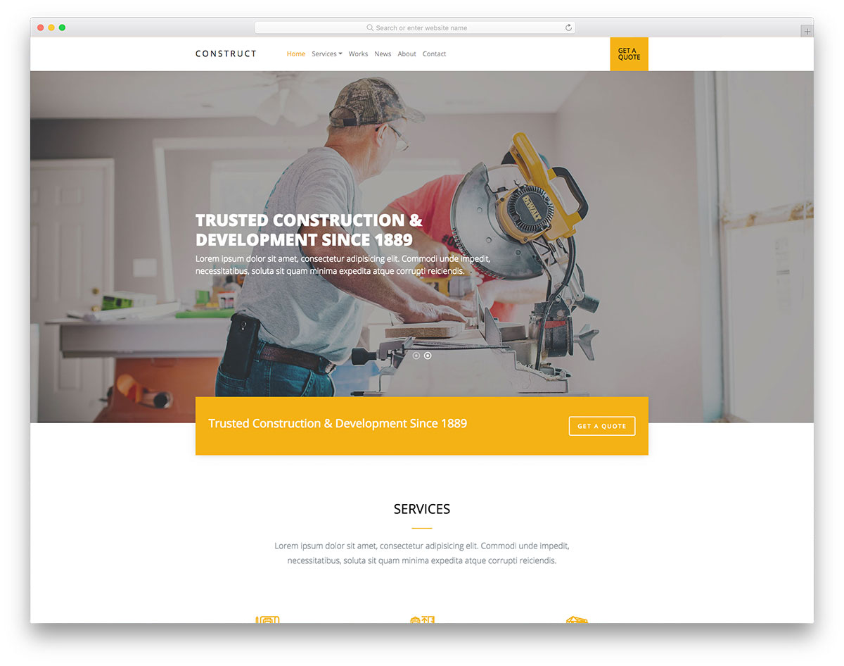Construct - Free Construction Company Website Template - Colorlib