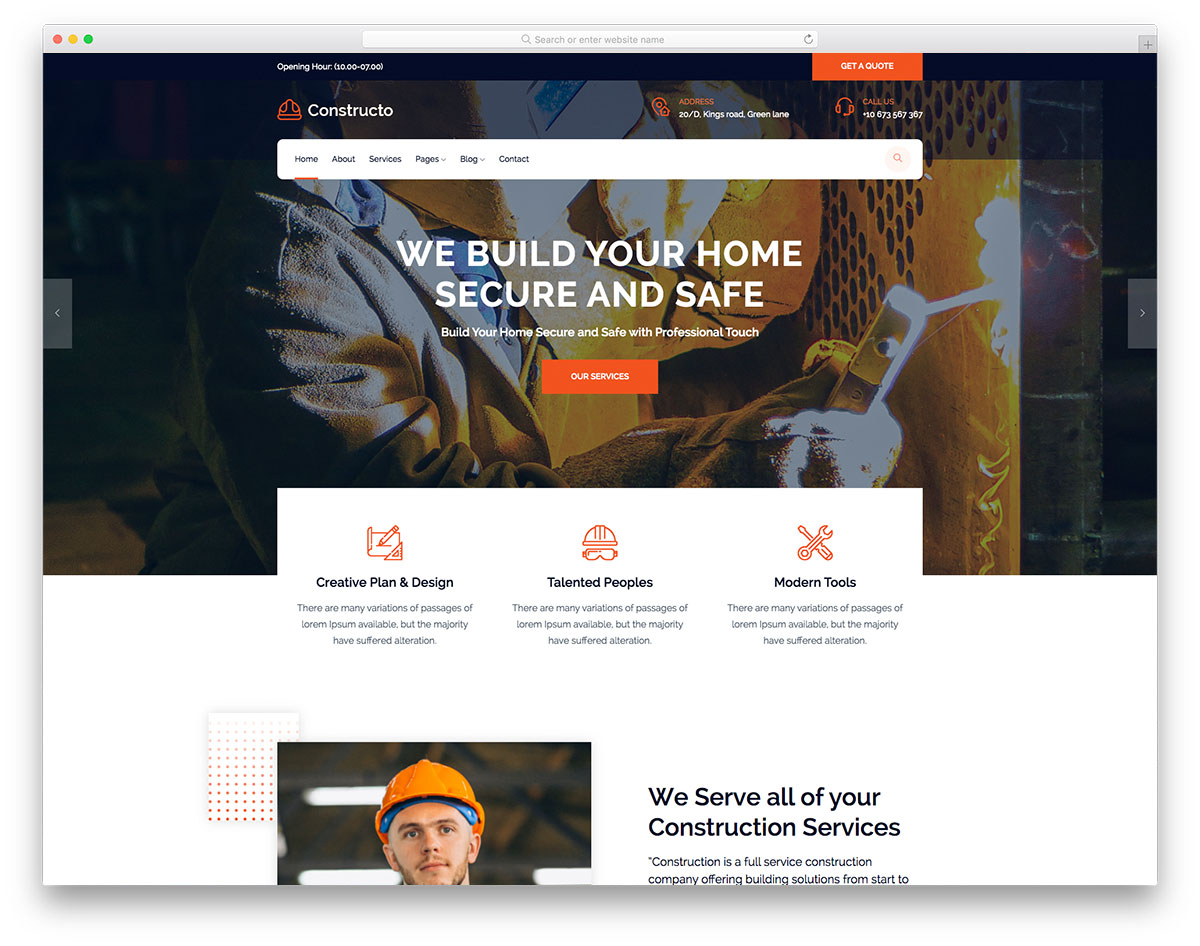 Constructo - Free Engineering Company Website Template 2025 - Colorlib