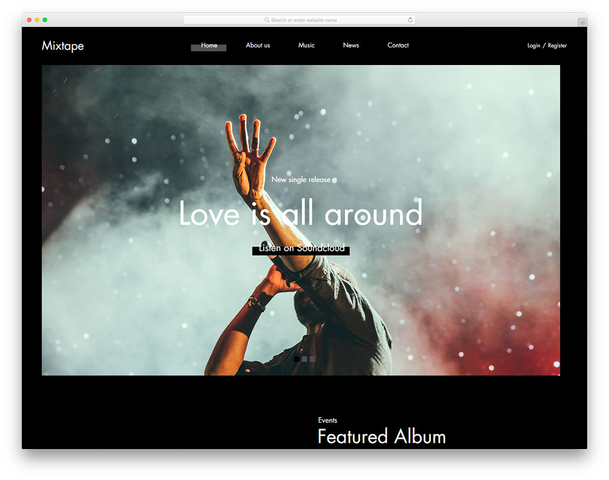 Mixtape - Free Website Template For Singers & Bands 2025 - Colorlib