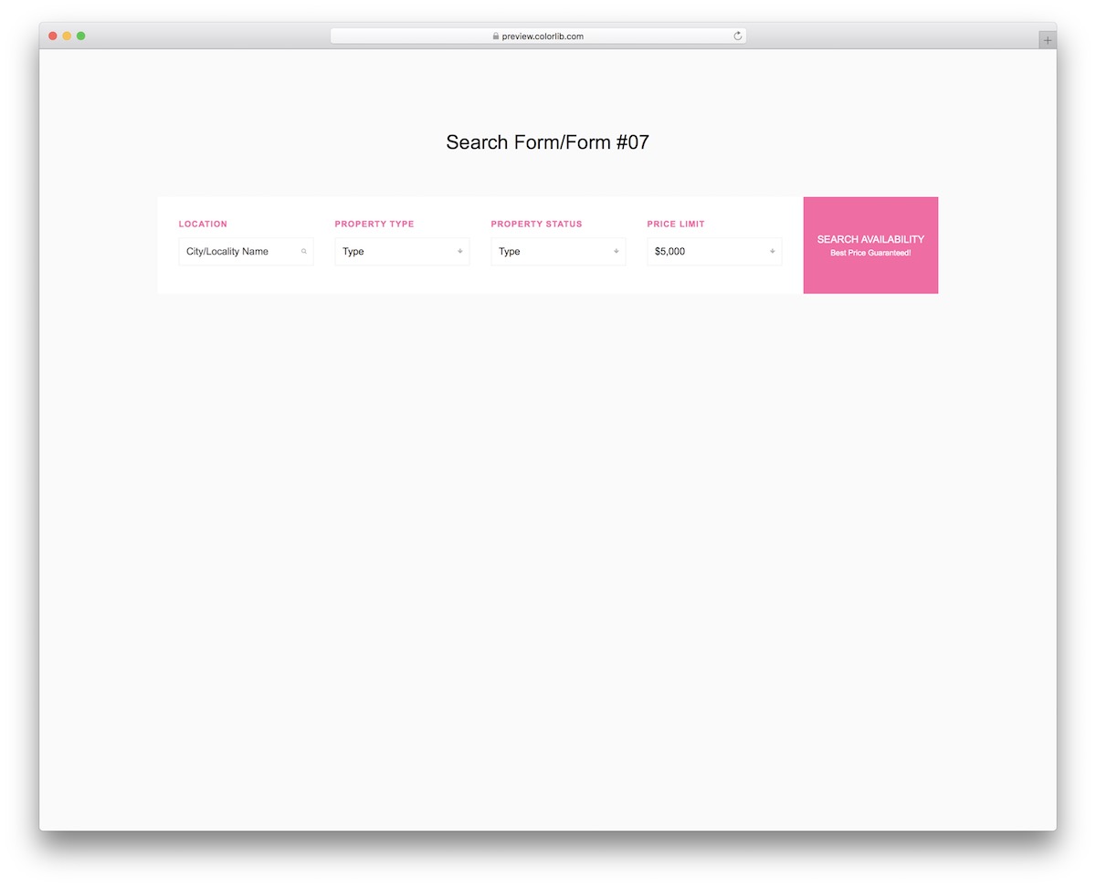 Search Form/Bar V07 - Free Real Estate Search Field 2025 - Colorlib