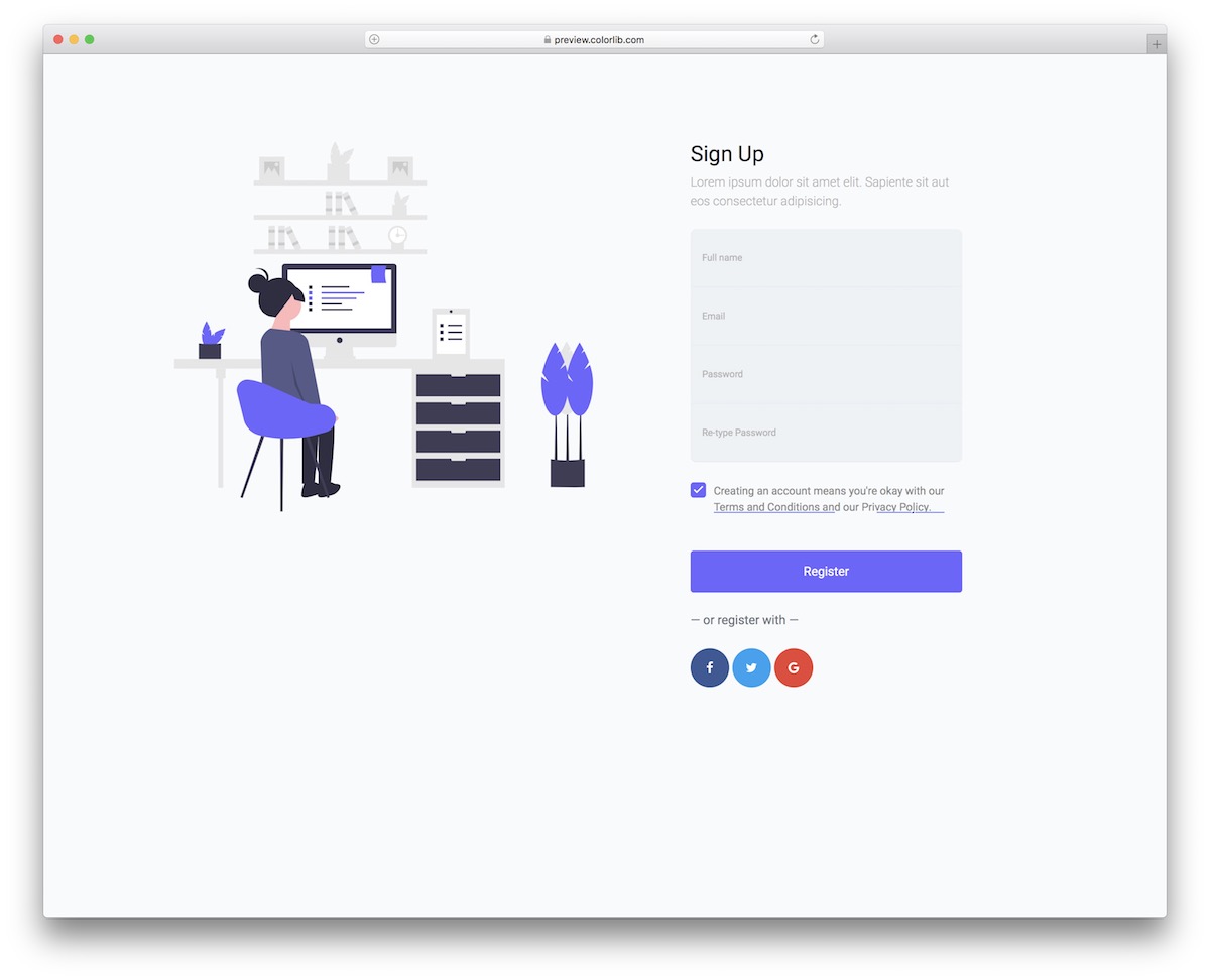 Signup Form V07 - Free Membership Registration Template 2025 - Colorlib