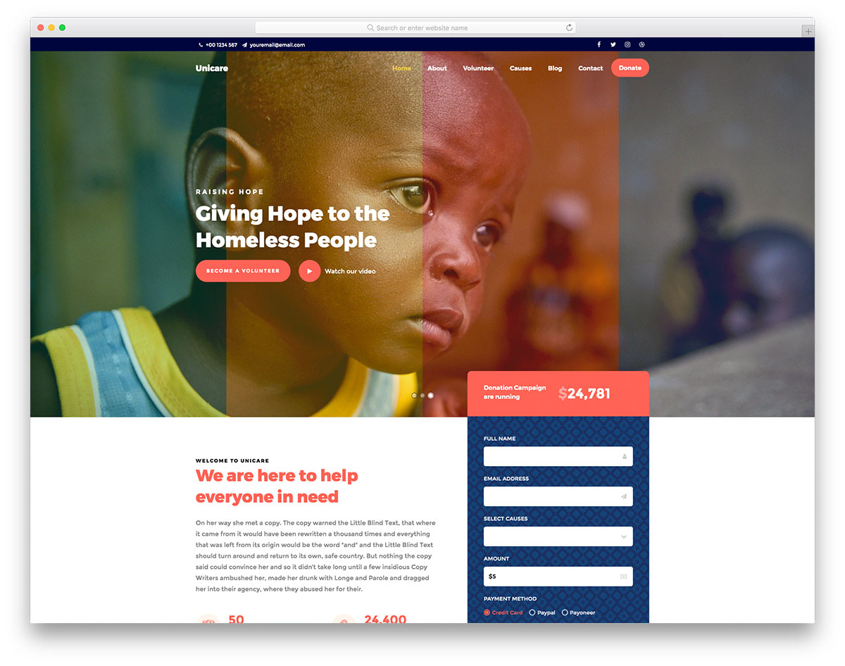Unicare - Free HTML Charity Website Template Design 2025 - Colorlib