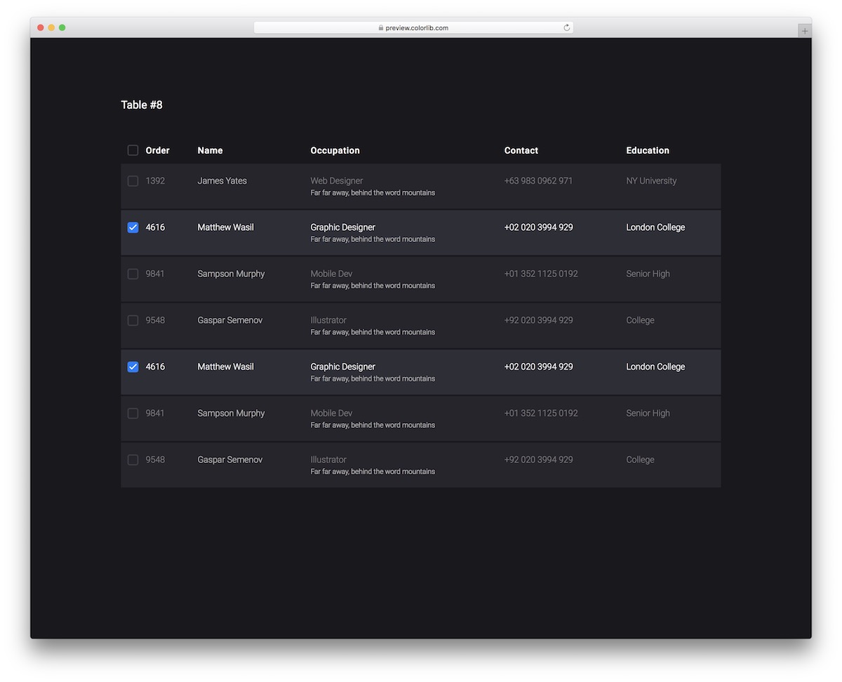 30 Free CSS3 & HTML Table Templates 2022 - Colorlib
