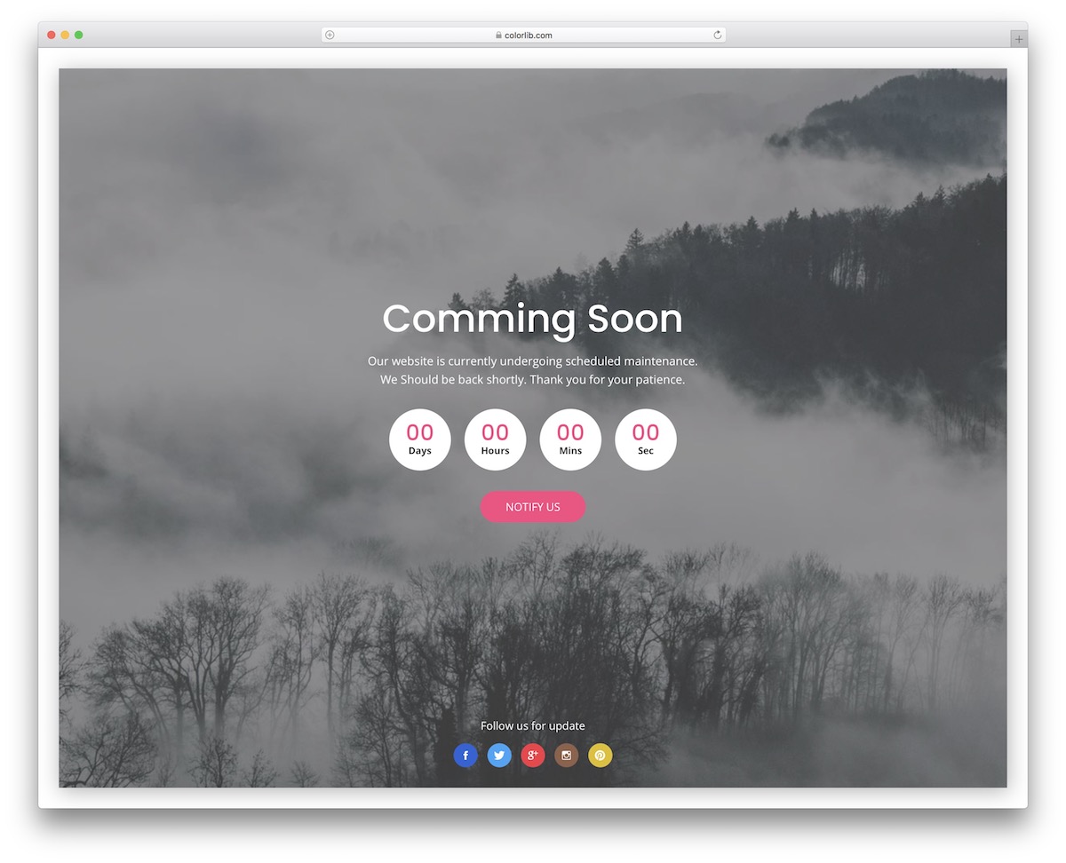 Coming Soon V22 - Free Gradient Overlay Template 2022 - Colorlib