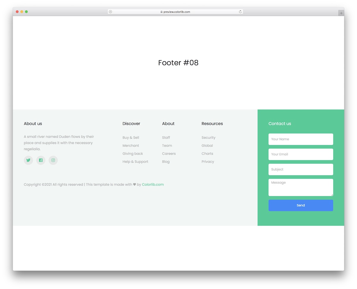 Bootstrap Footer V06 - Free Clean Footer Template 2022 - Colorlib