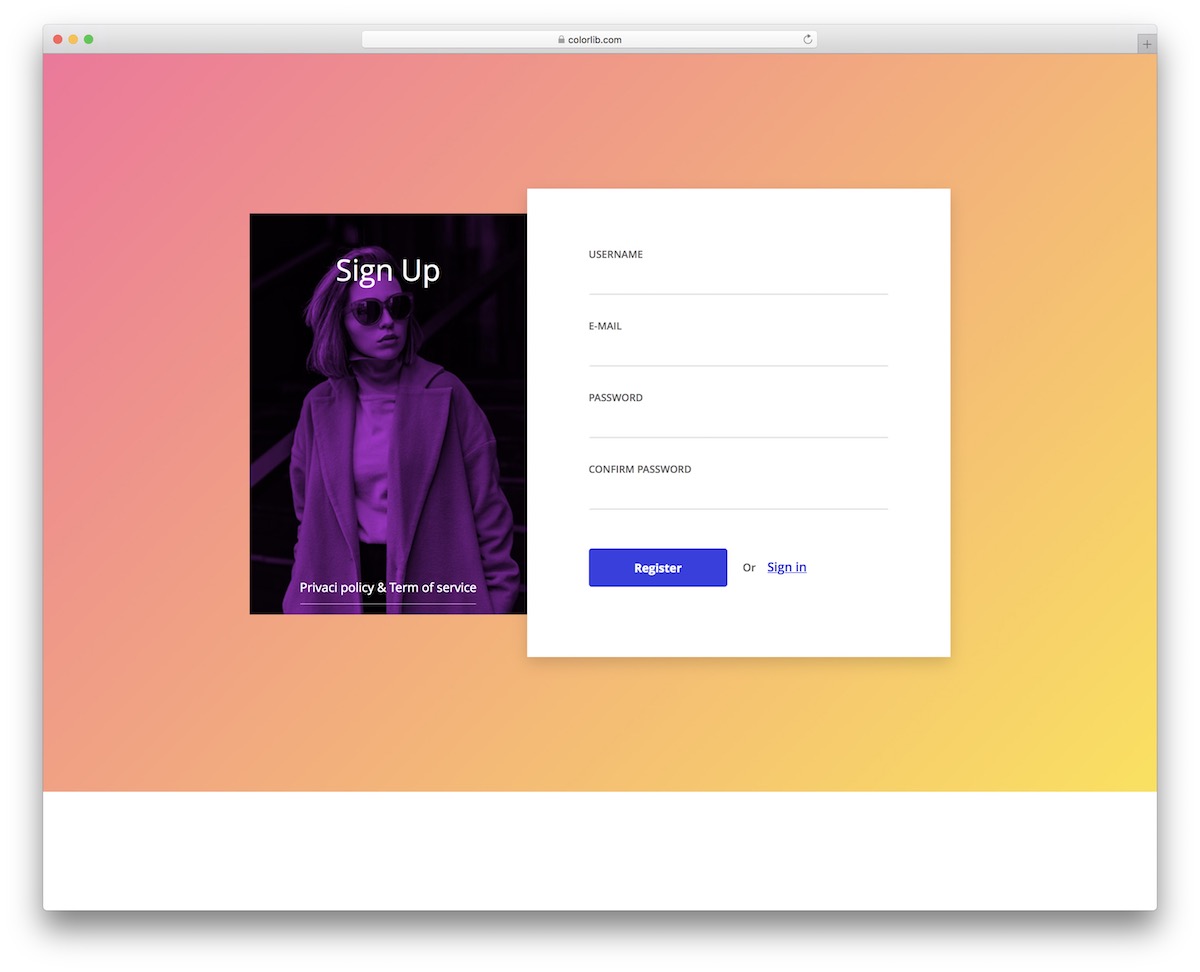 Colorlib Reg Form V32 - Free HTML Registration Form - Colorlib