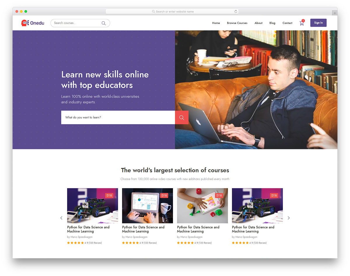Onedu - Best Online Classes Website Template 2022 - Colorlib