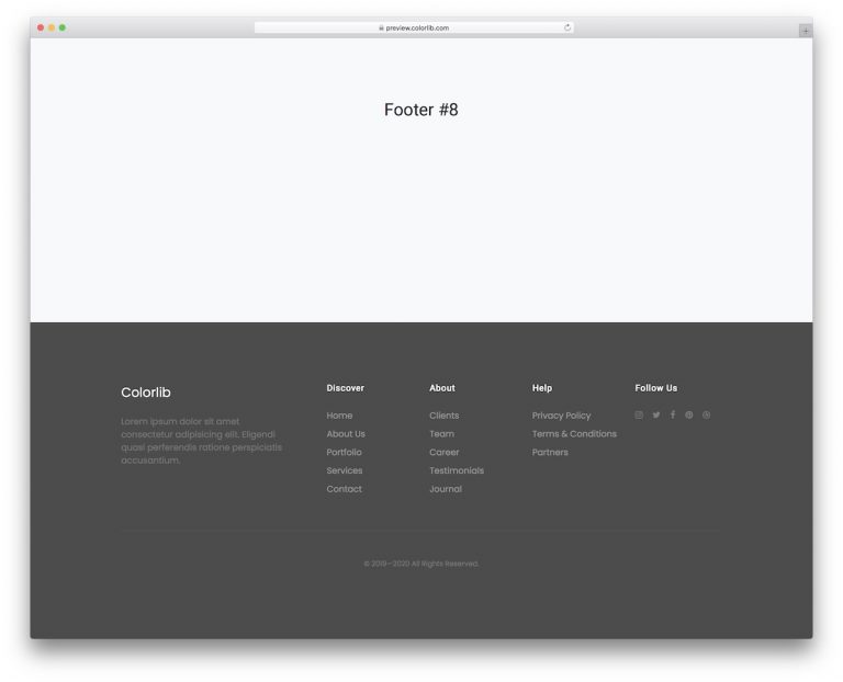 Bootstrap Footer V08 - Free Gray Footer Template 2021 - Colorlib