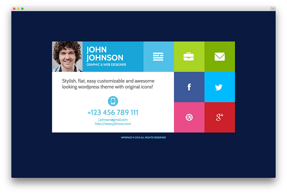 30 Best vCard WordPress Themes 2016 For Your Online Resume - Colorlib